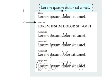 CorelDRAW 2026 帮助 | OpenType 功能